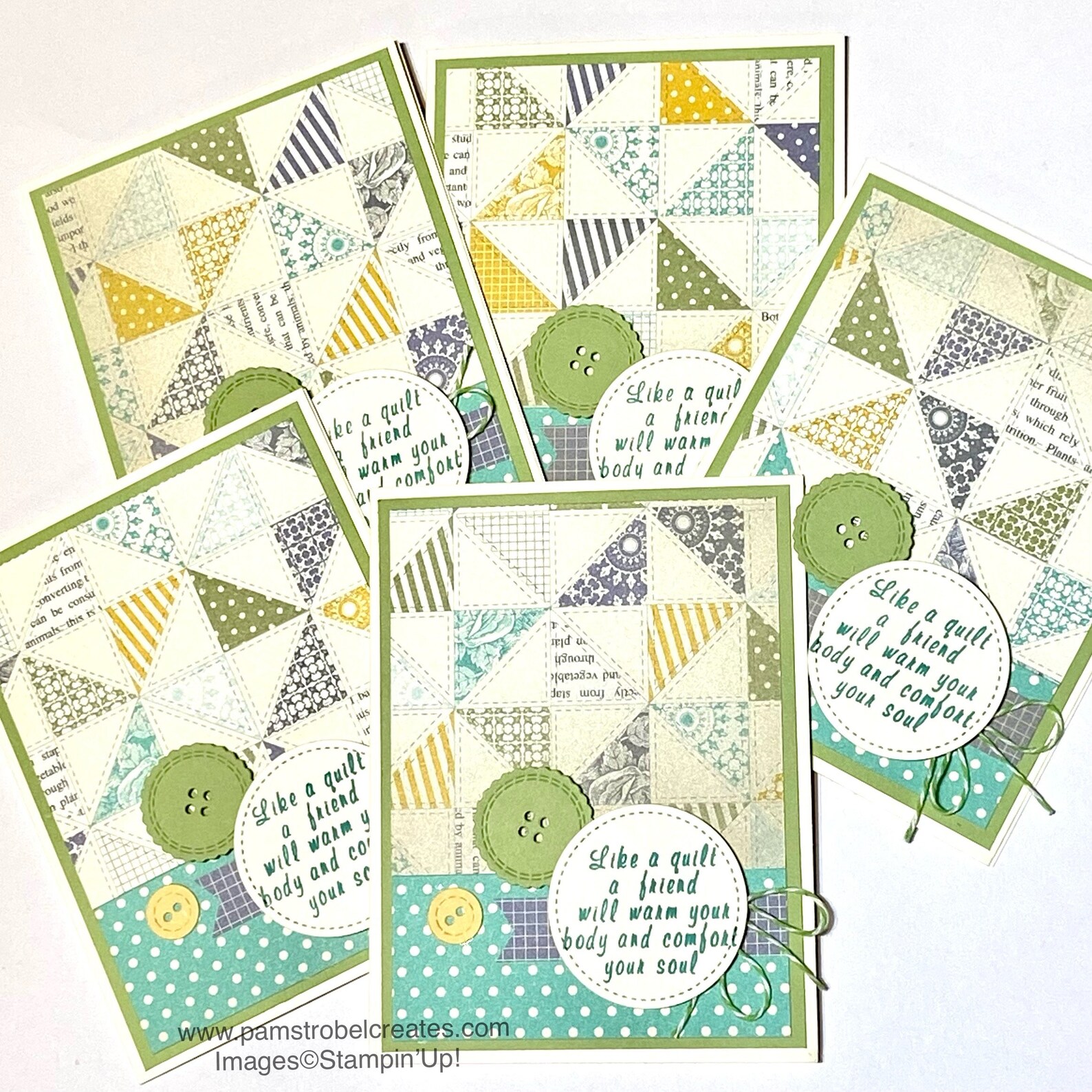 Quilted Friendship Handmade Card, Stampin'up , Quilt Look Card, Friendship, Stitching and ...