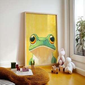 Whimsical Frog Nursery Poster | Mounted Framed Kids Room Art | Animal ...