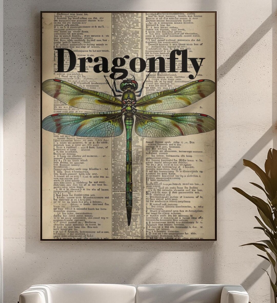 Retro Dragonfly Wall Art - Framed Poster - Elegant Decor for Home - Etsy