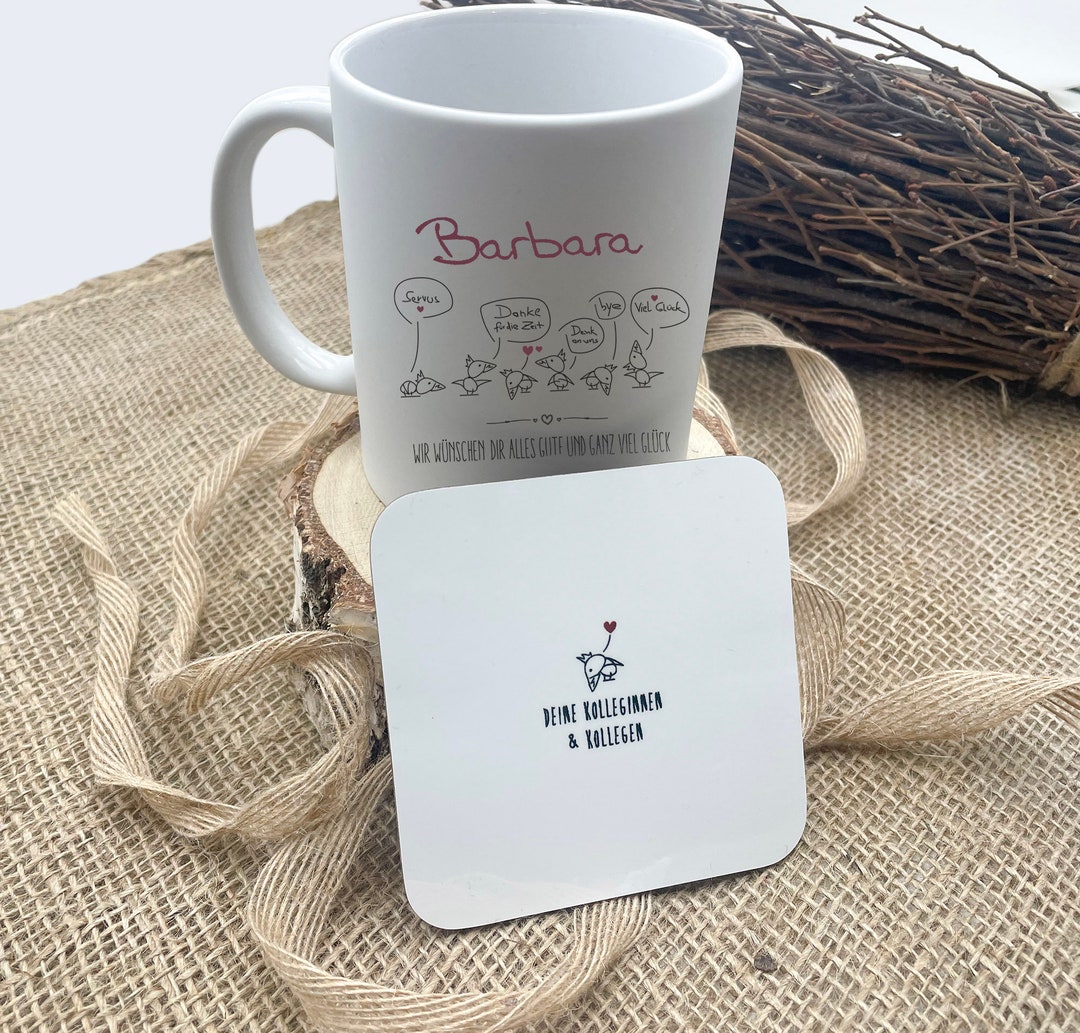 Farewell Mug With Coaster and Desired Name - Etsy
