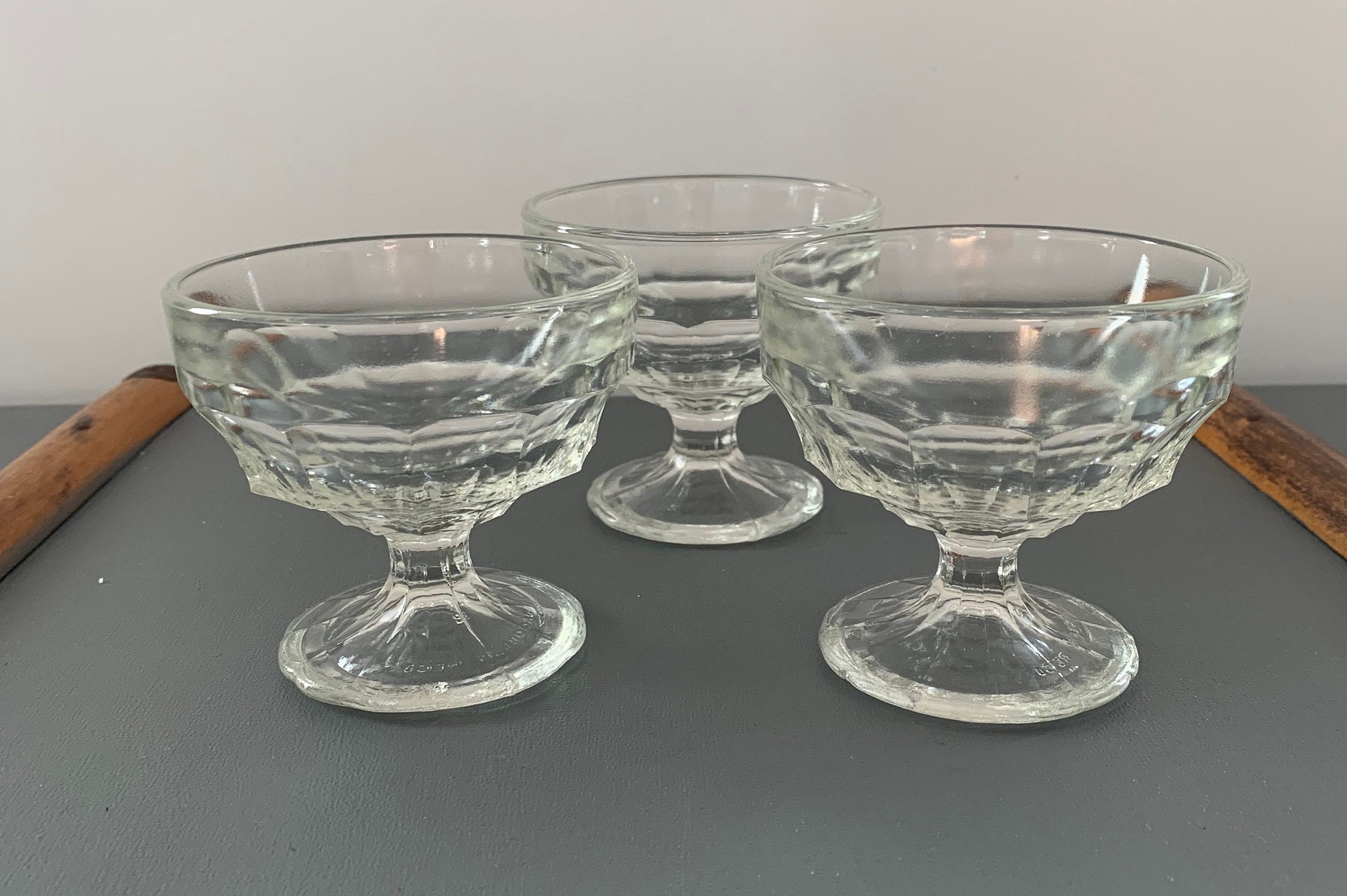 Vintage 1930s Jacobean Pressed Glass Sundae Dishes Ice Cream Dessert ...