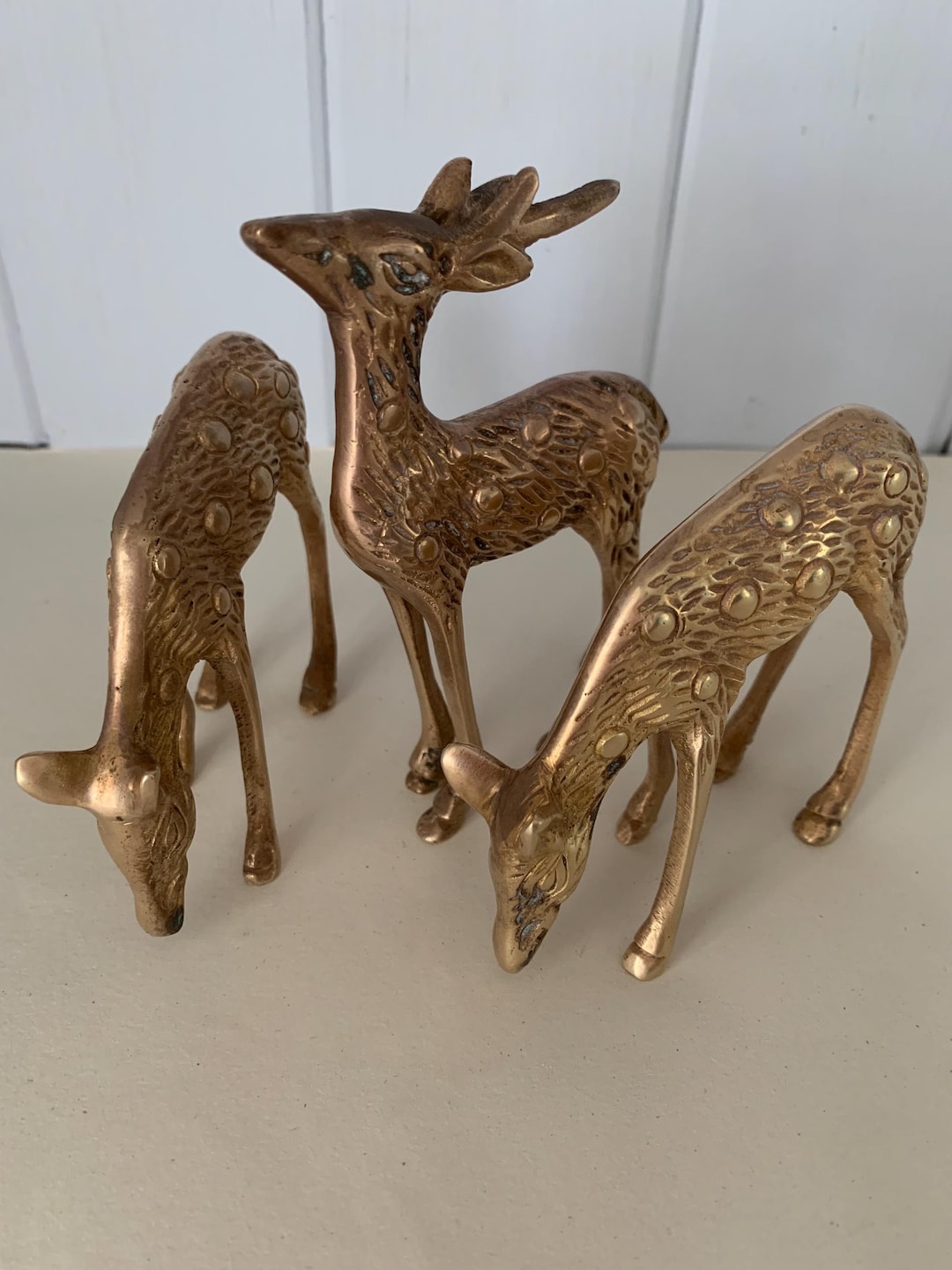 Vintage Solid Brass Stag and Deer Figurines Set of 3 1960s - Etsy