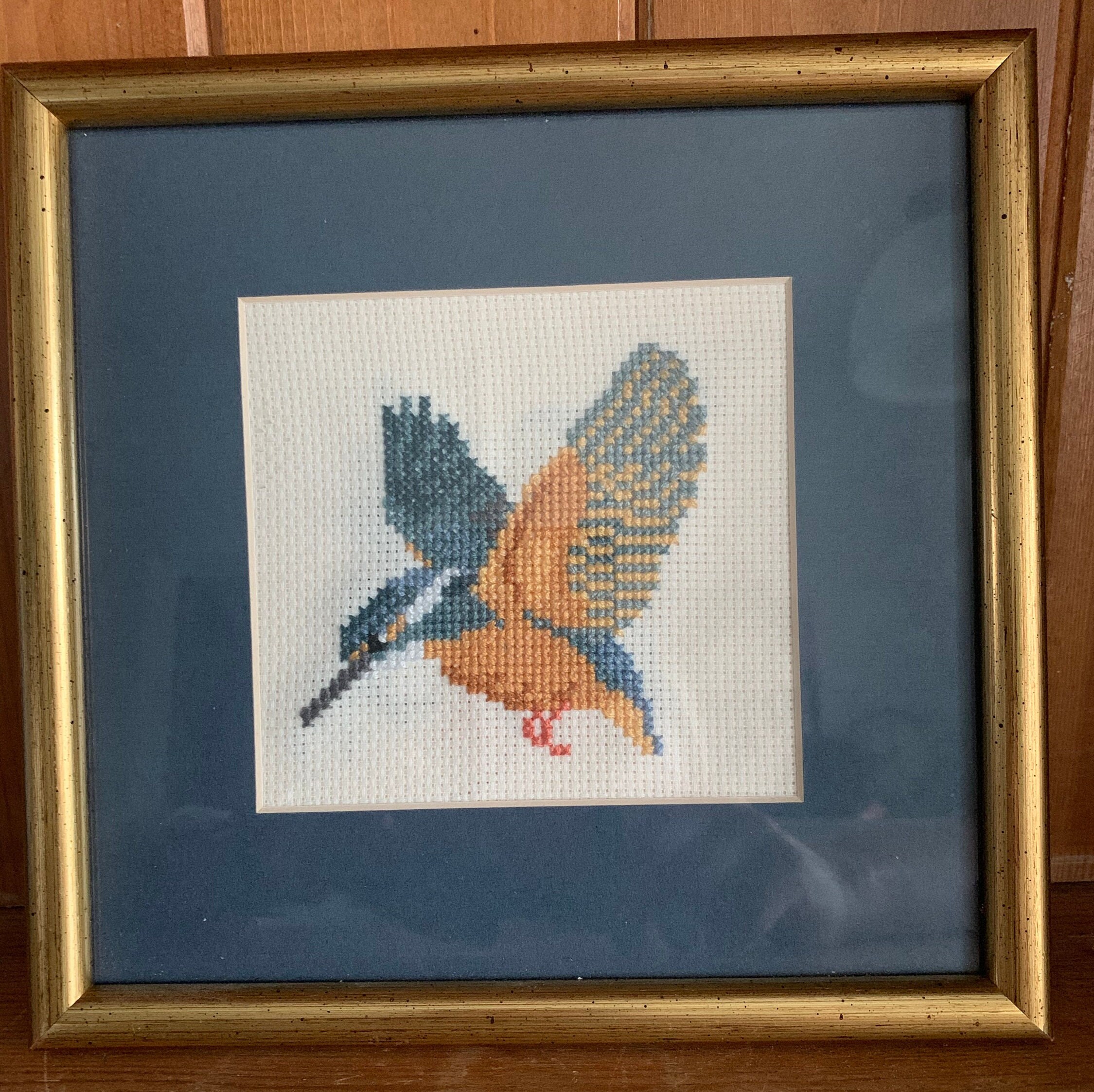 Vintage Framed Small Needlepoint Tapestry Kingfisher Bird - Etsy
