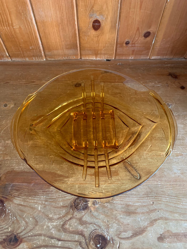 Vintage 1930s Art Deco Amber Glass Serving Bowl - Etsy