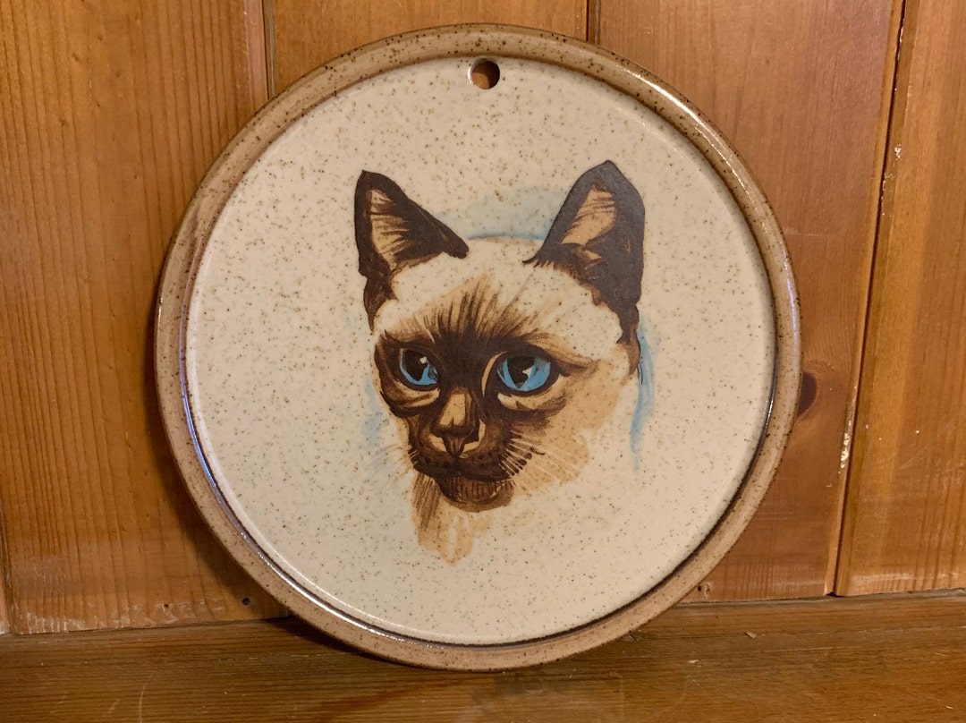 Vintage Purbeck Pottery Siamese Cat Wall Plaque Plate Retro Kitsch - Etsy