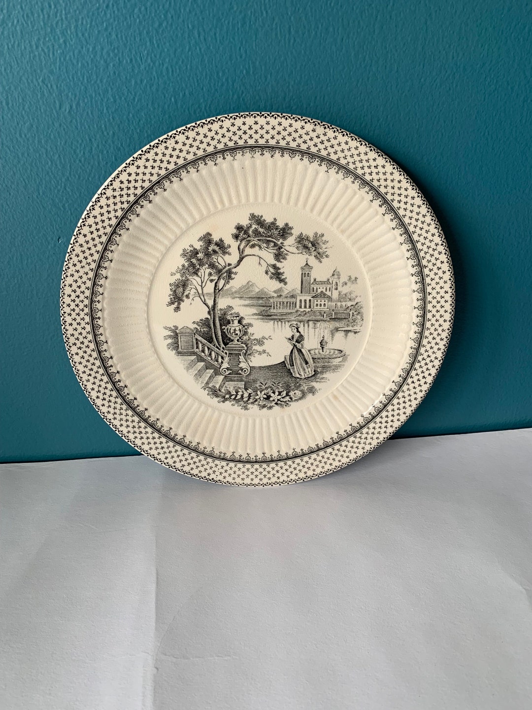 Vintage Adams & Sons Minuet Side Plate Black White Transfer Ware 1930s ...