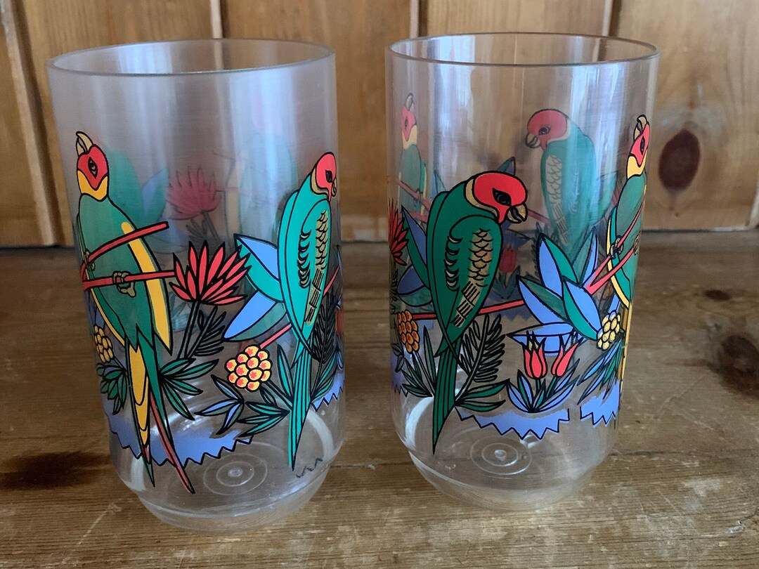 2 Vintage Plastic Tumblers Beakers Parrot Designs 1970s - Etsy UK