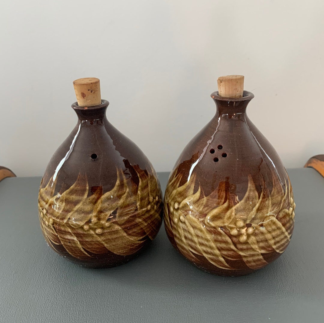 Vintage Alvingham Studio Pottery Salt and Pepper Shakers Brown - Etsy
