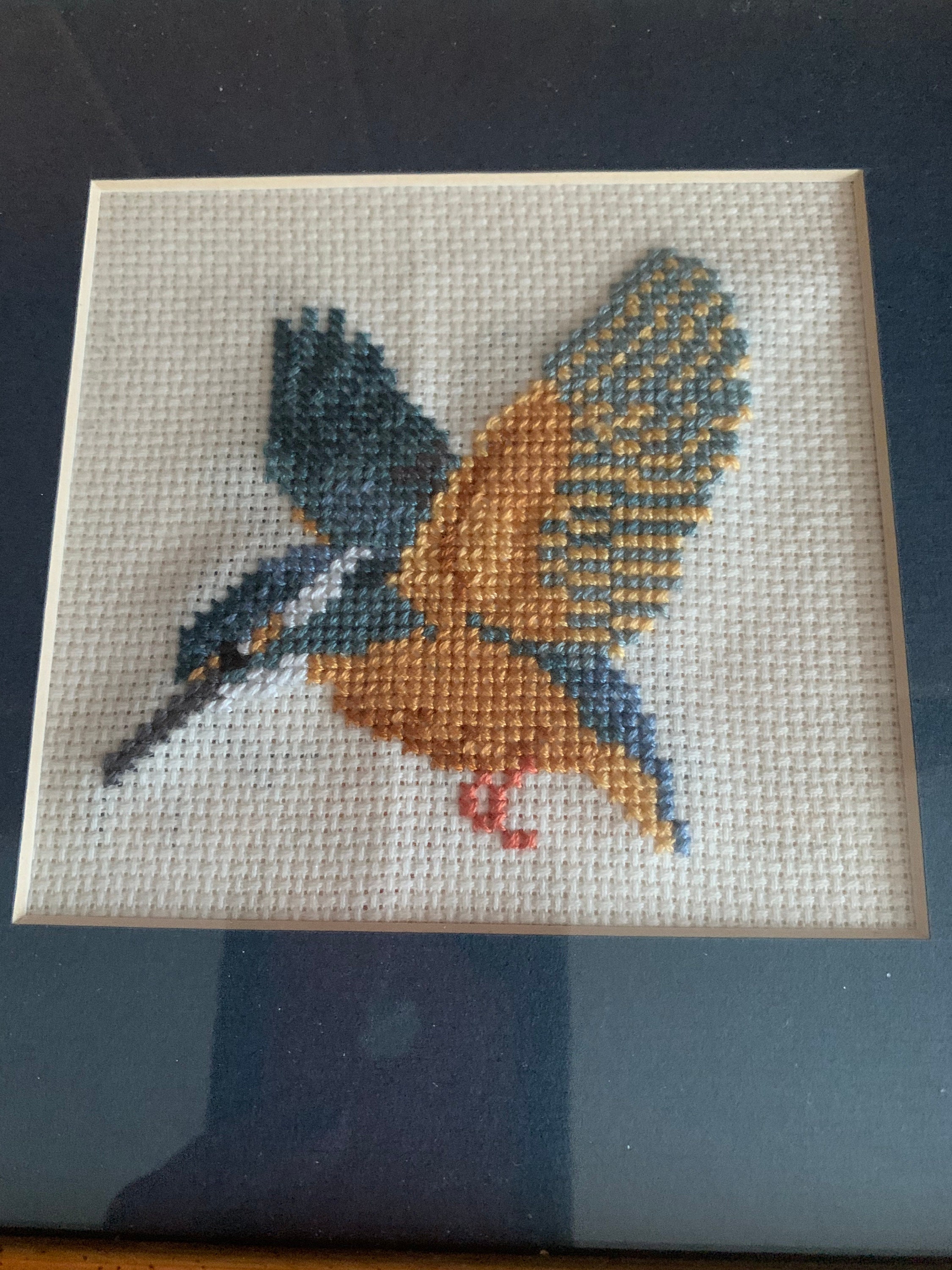 Vintage Framed Small Needlepoint Tapestry Kingfisher Bird - Etsy