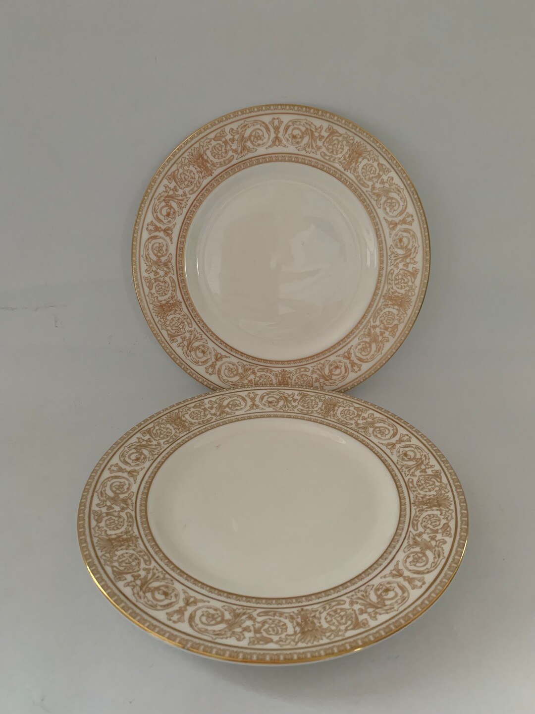 2 Vintage Royal Doulton Sovereign Side Plates Bone China Gold and White ...