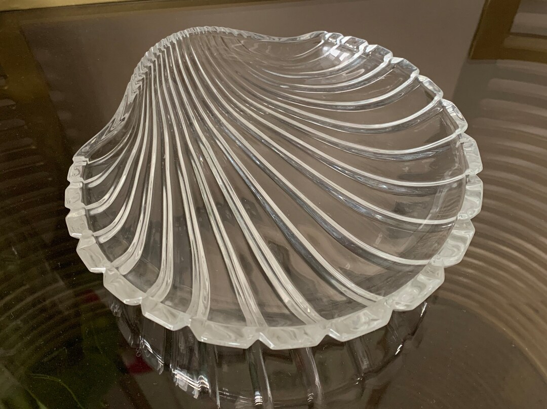 Vintage Heavy Glass Shell Shaped Dish Soap Trinket Bathroom Decor - Etsy