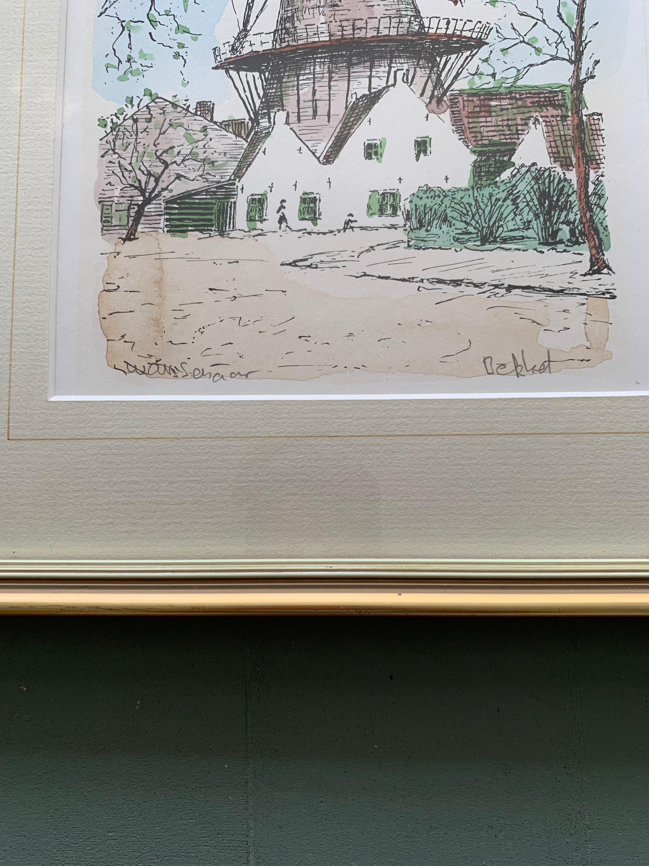 Vintage Framed Hand Coloured Engraving Dutch Windmill Signed - Etsy