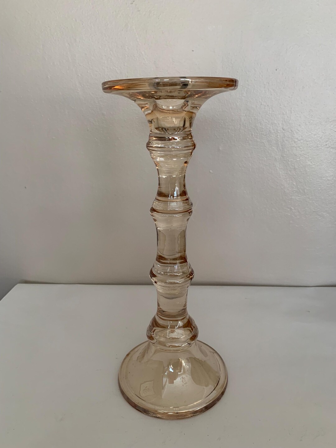 Vintage Amber Glass Candlestick Candle Holder - Etsy