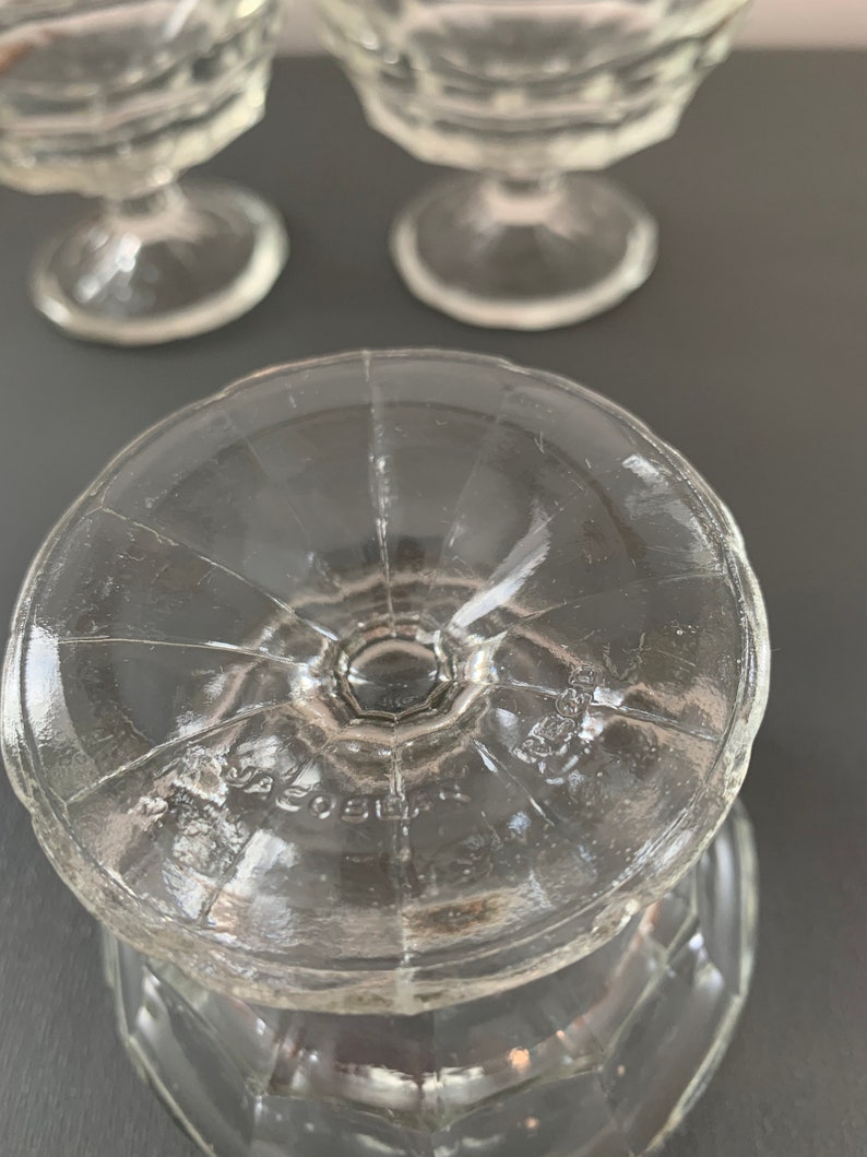 Vintage 1930s Jacobean Pressed Glass Sundae Dishes Ice Cream Dessert ...