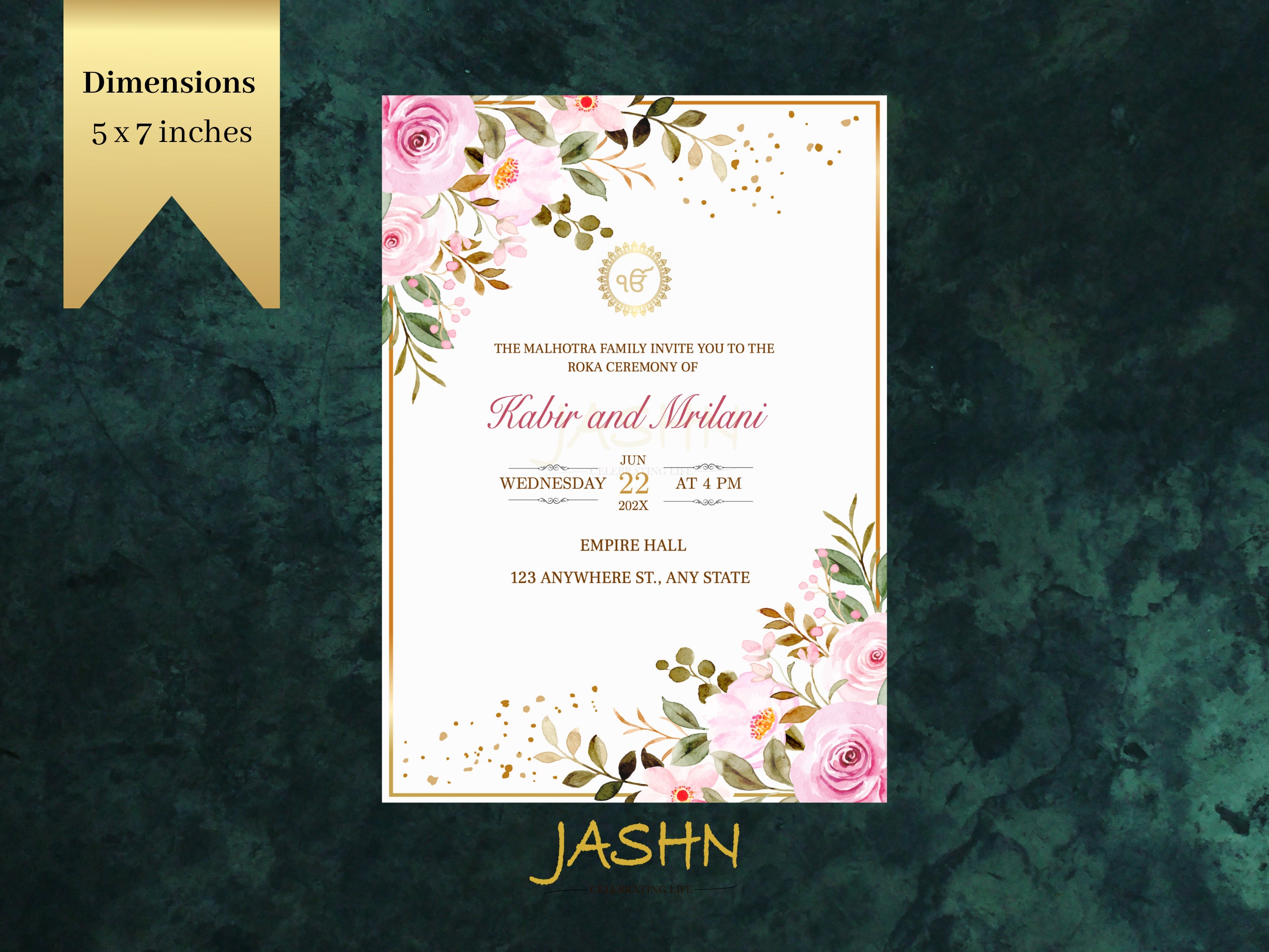 Editable Roka Ceremony Invitation Template Traditional Indian Sagai ...