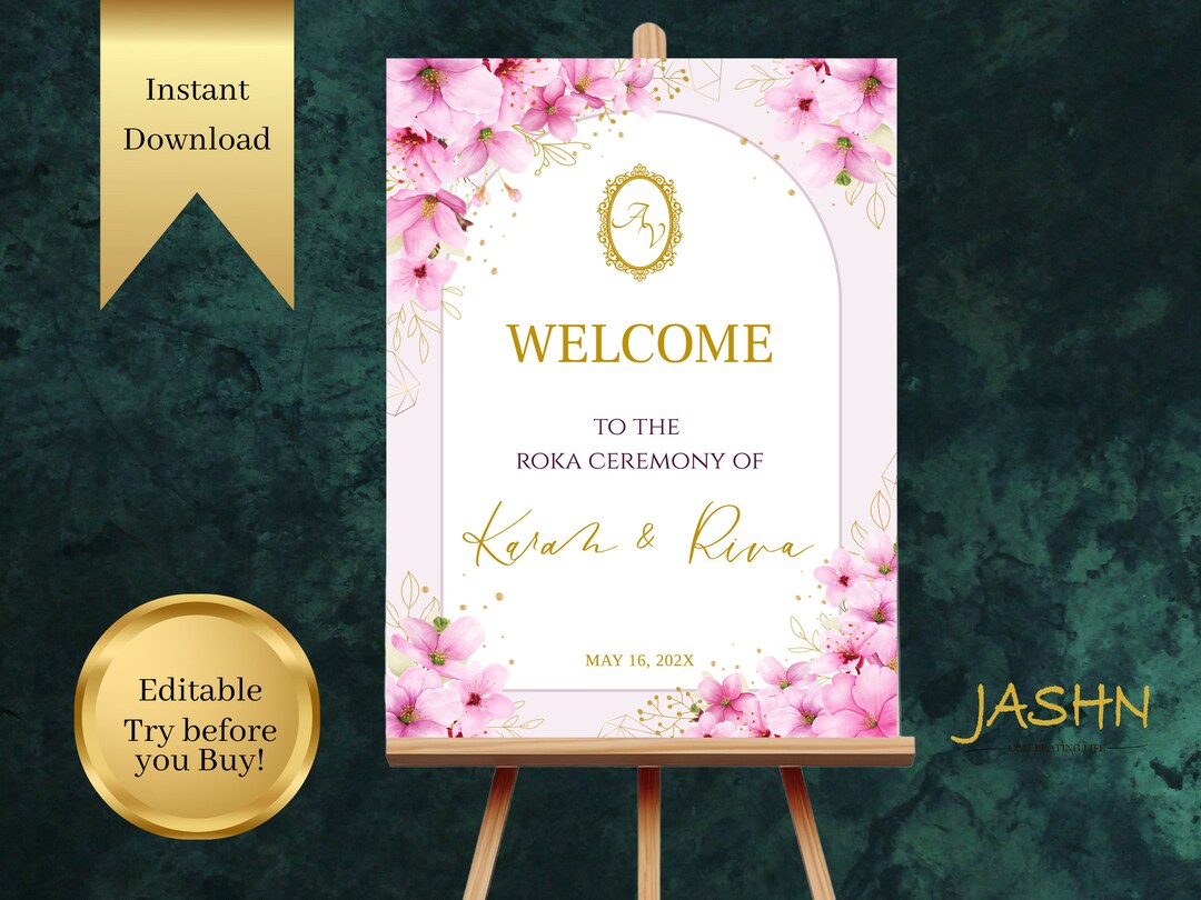 Editable Roka Sangeet Ceremony Welcome Sign Digital Download, Printable ...