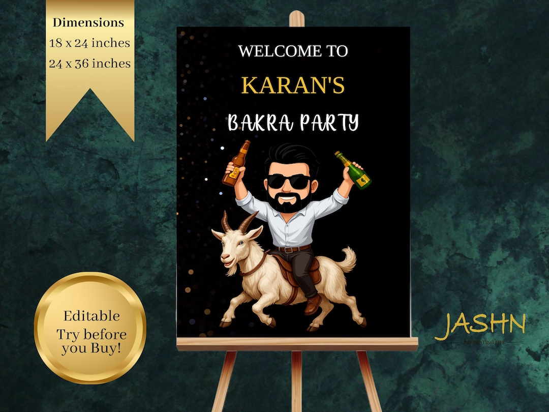 Editable Indian Funny Bakra Party Sign Welcome Sign Digital Download ...