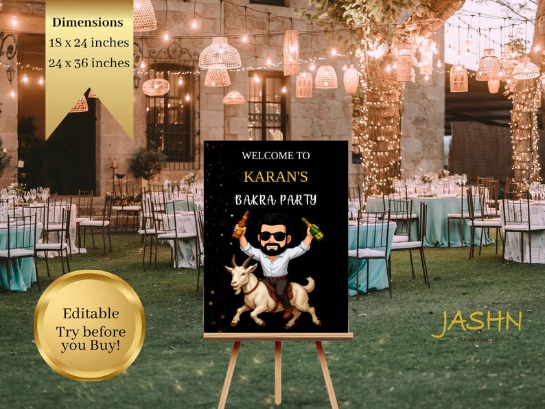 Editable Indian Funny Bakra Party Sign Welcome Sign Digital Download ...