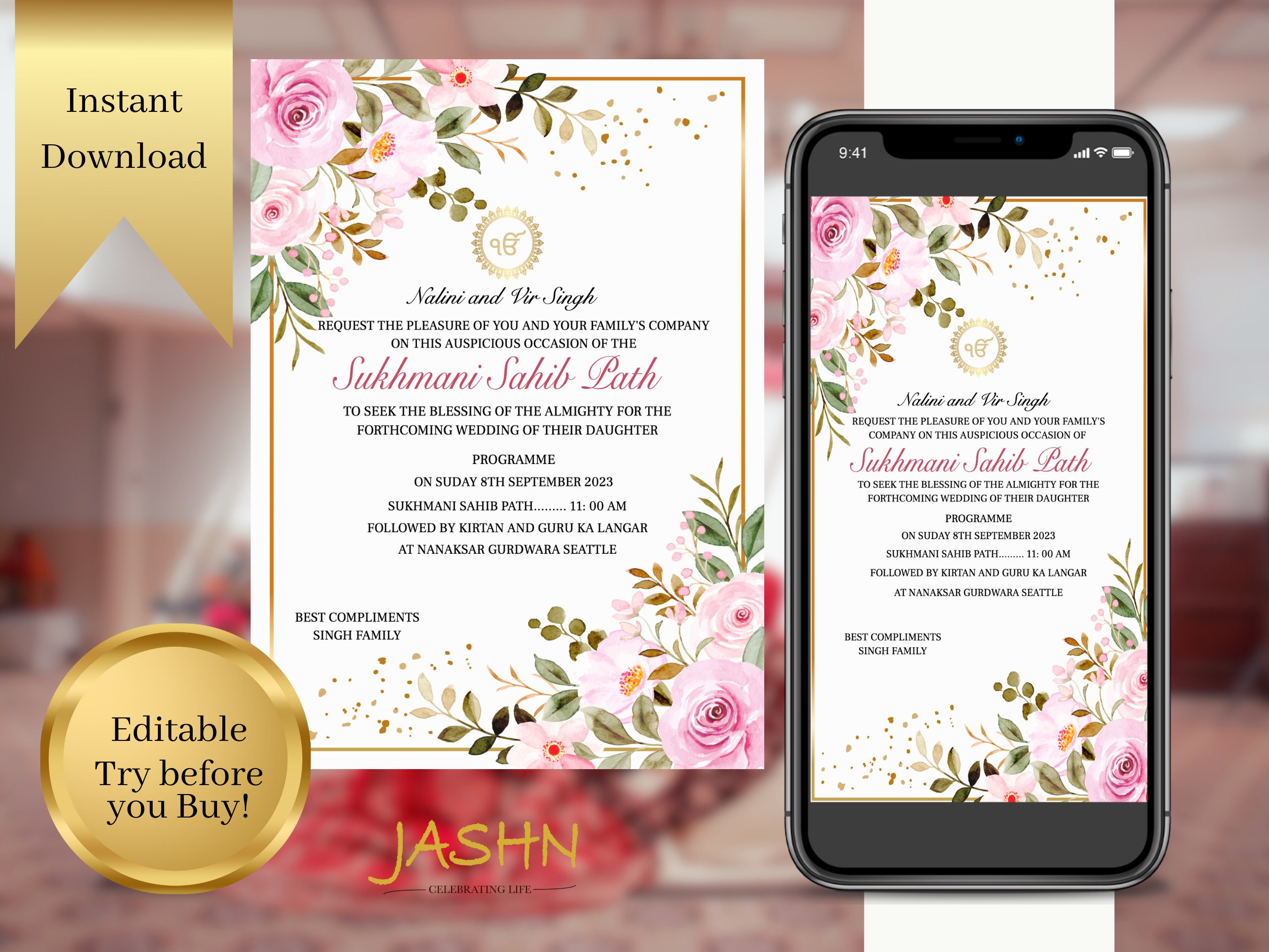 Editable Indian Akhand Path & Sukhmani Sahib Path Invitations ...