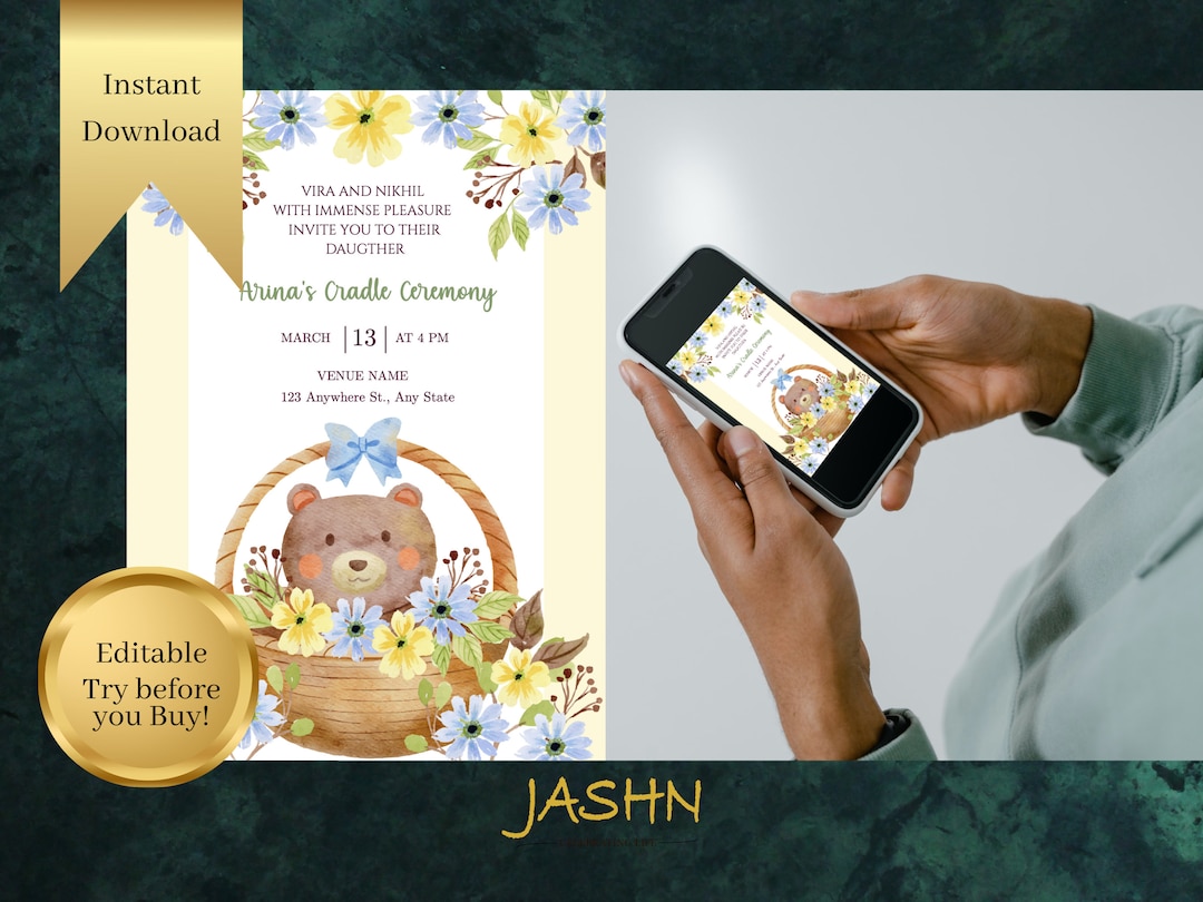 Editable Cradle Ceremony Invitation, Instant Digital Download ...