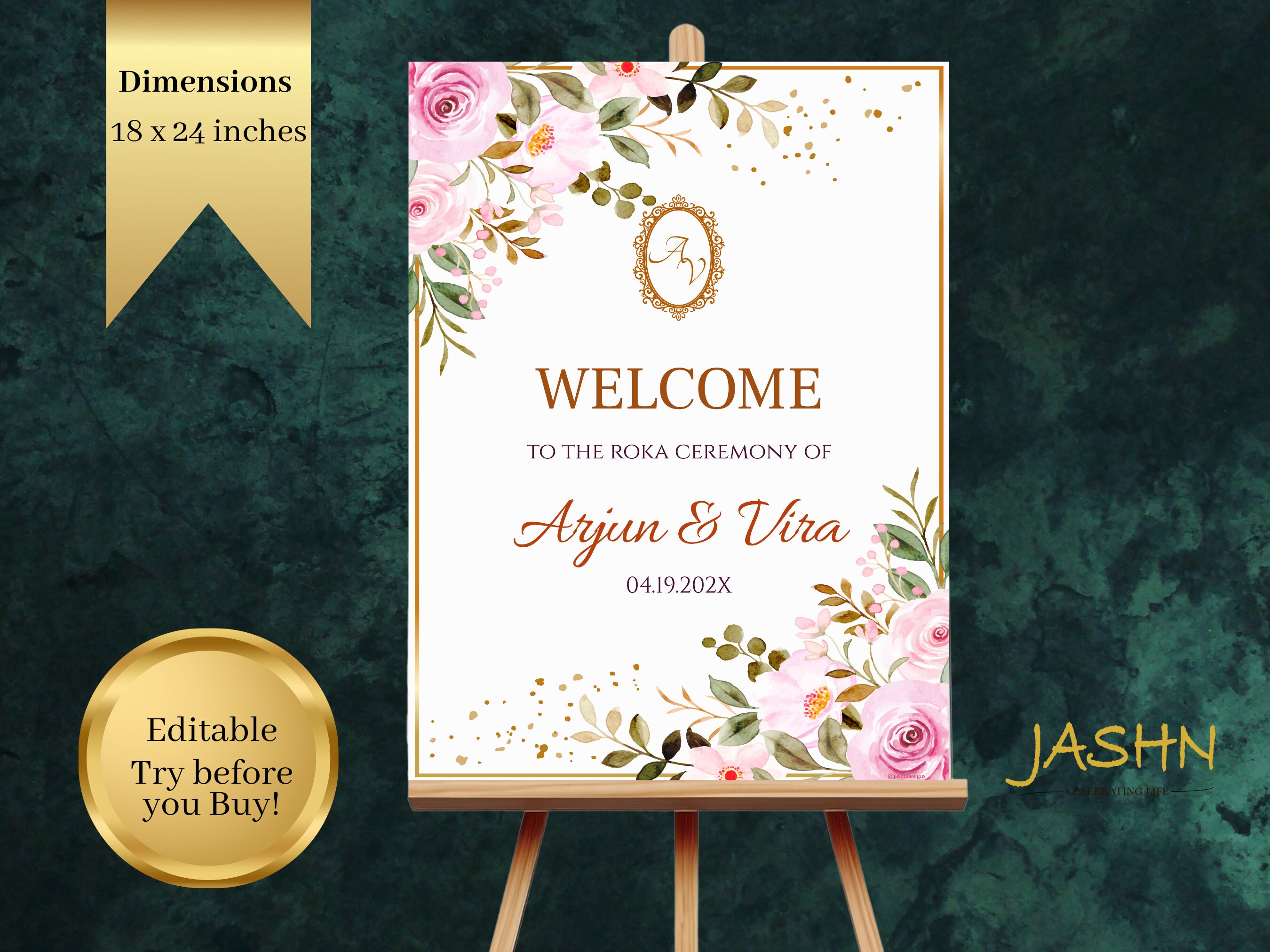 Editable Roka Sangeet Ceremony Welcome Sign Digital Download, Printable ...
