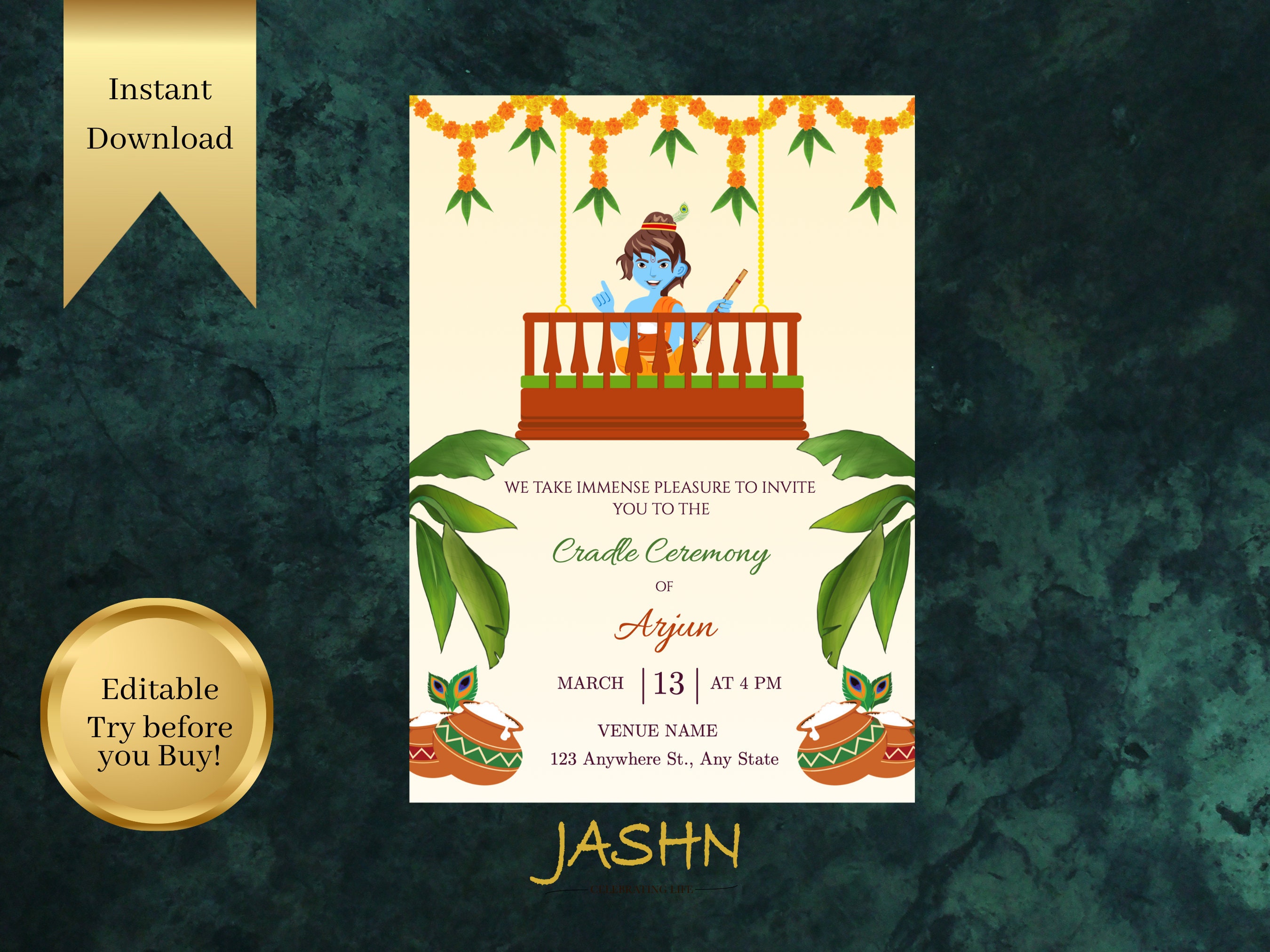 Editable Cradle Ceremony Invitation, Instant Digital Download ...