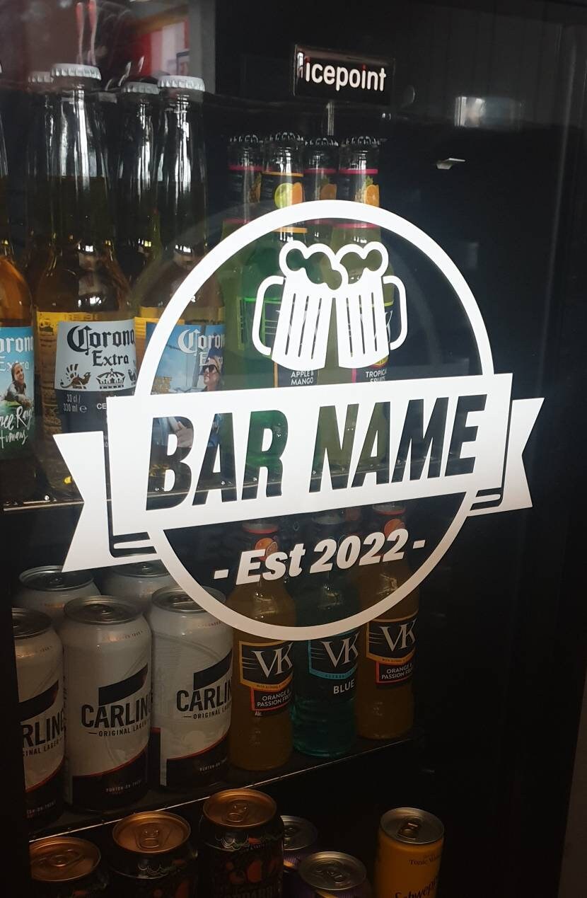 Personalised Beer Fridge Bar Decal / Sticker - Etsy UK