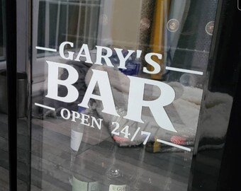Personalised Frosted Window / Beer Fridge / Mancave / Summerhouse / Bar ...