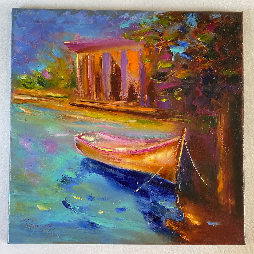 Boat Oil Painting on Canvas by Mariusz Piatkowski Art - Etsy