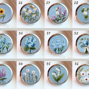 Floral Hand-embroidered Pill Box: Travel Organizer With Mirror - Etsy