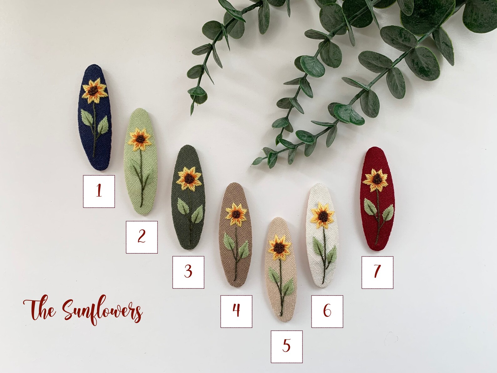 Hand Embroidered Linen Hair Clips. Oval Hair Clips. Cute Hair | Etsy