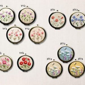 Floral Hand-embroidered Compact Mirror – Handmade Linen Pocket Mirror ...