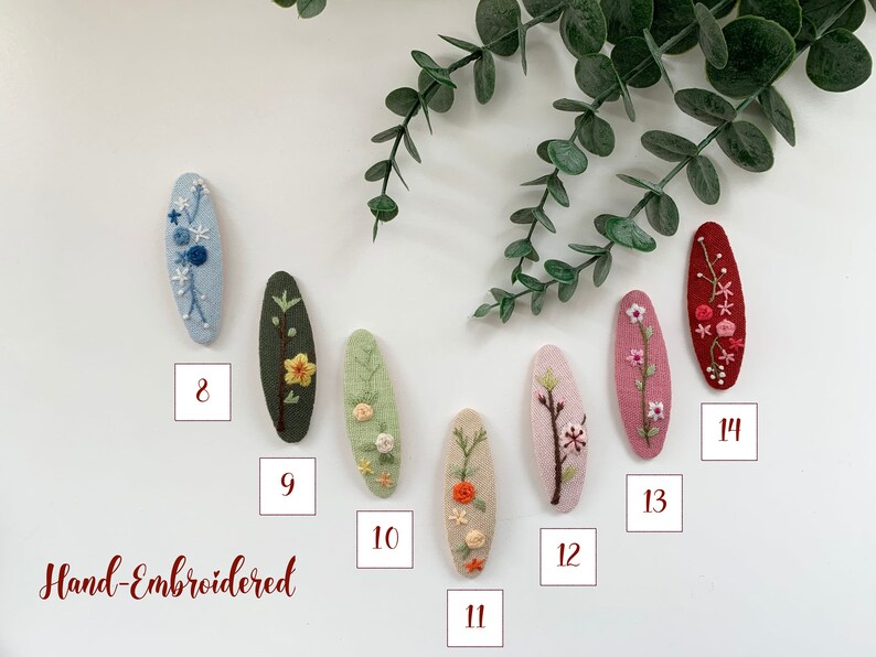Hand Embroidered Linen Hair Clips. Oval Hair Clips. Cute Hair - Etsy