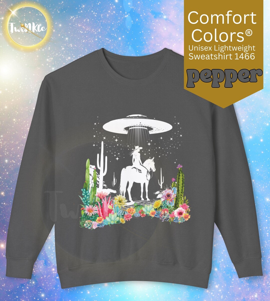 Desert Cowgirl UFO Unisex Sweatshirt, Southwest Cactus Floral Crewneck ...