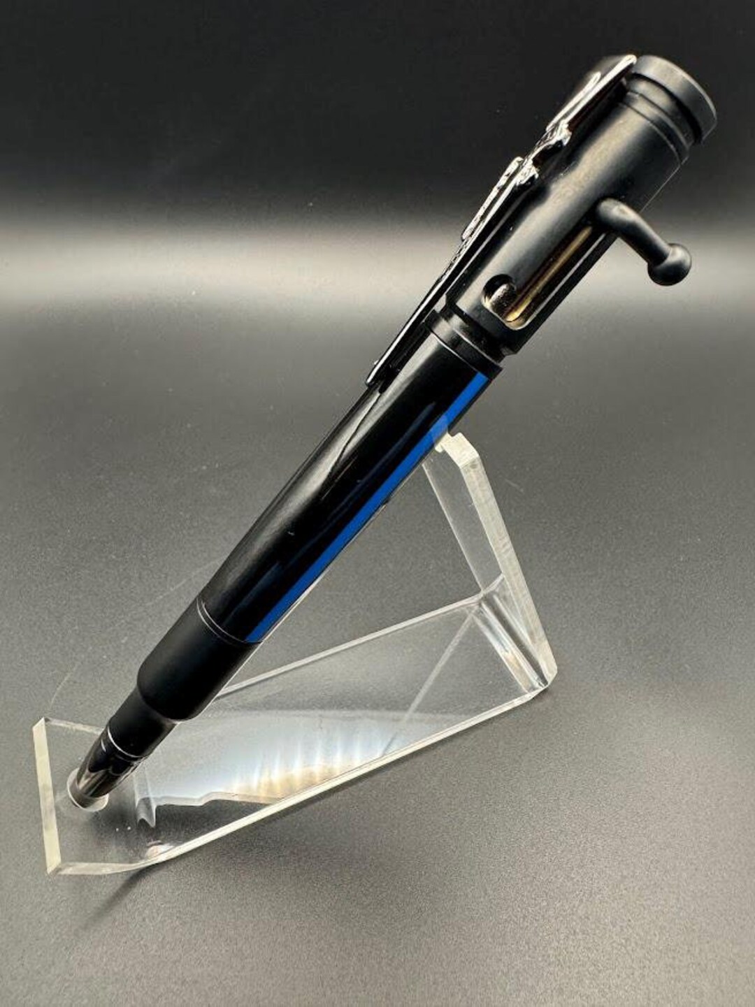 Handmade Bolt Action Thin Blue Line Ballpoint Pen - Etsy