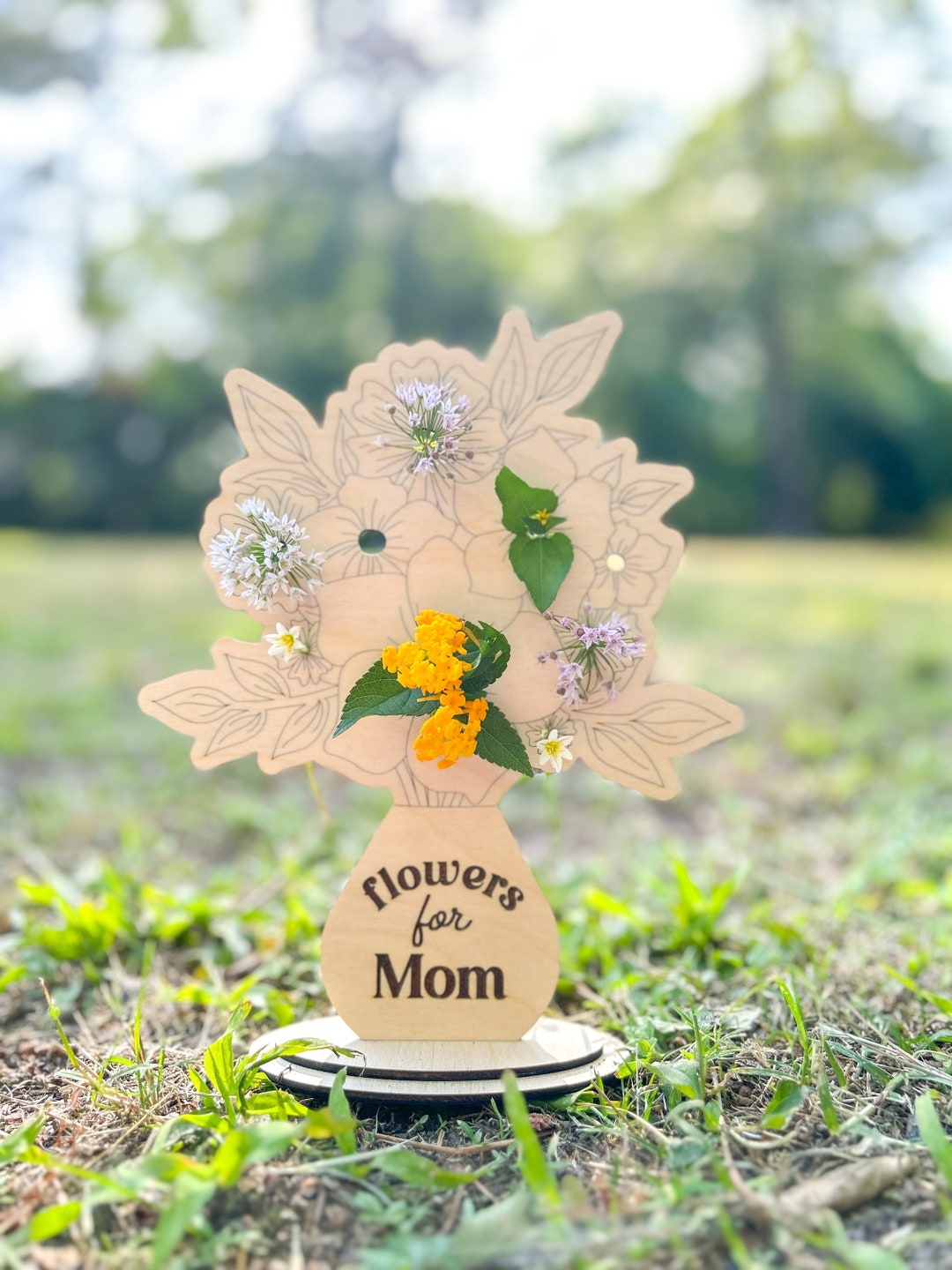 Flower Stand, Mother's Day Flower Holder, Wood Flower Holder, Wood ...