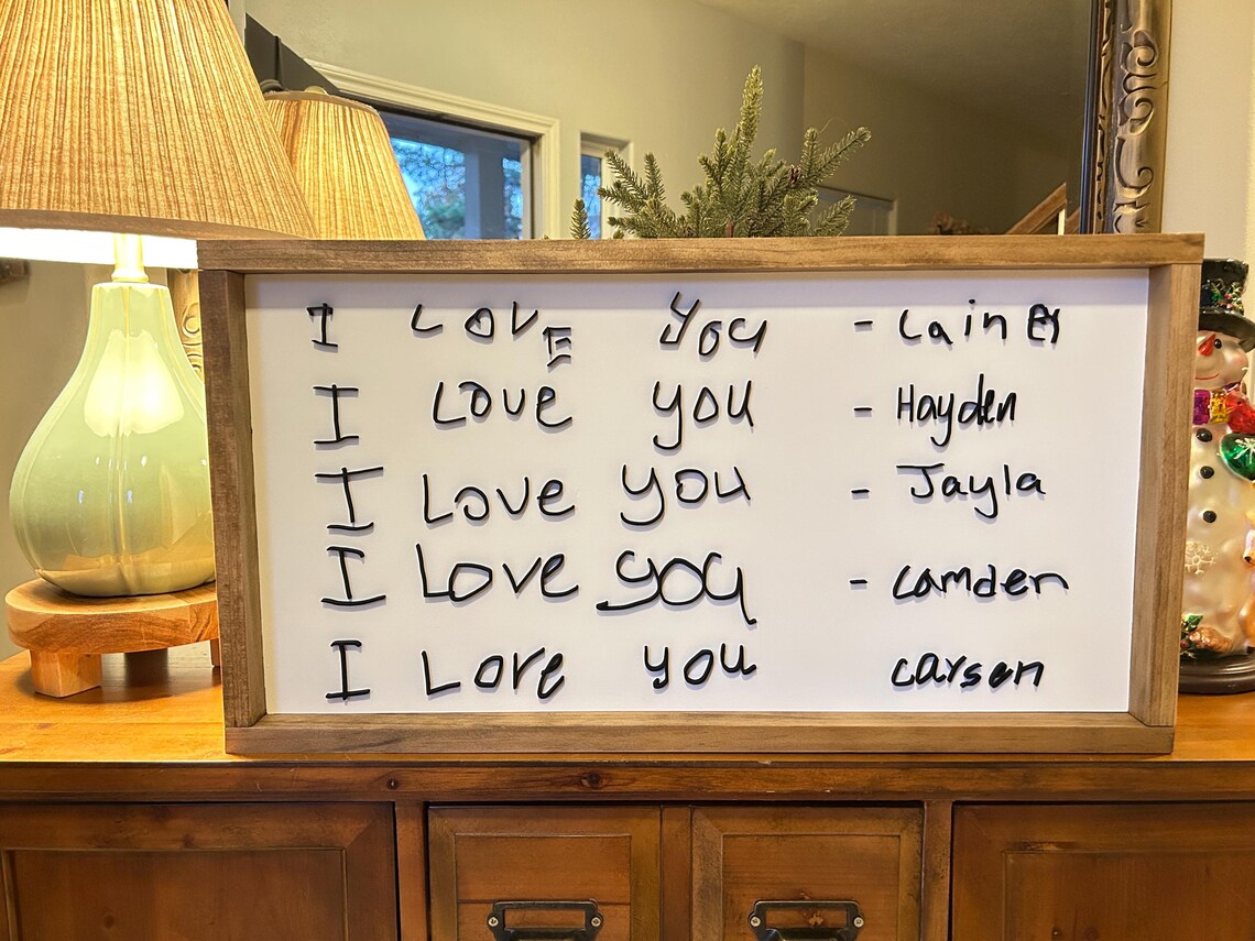 NAMES Included I Love You Sign, 3D Handwriting Sign, Custom Handwritten ...