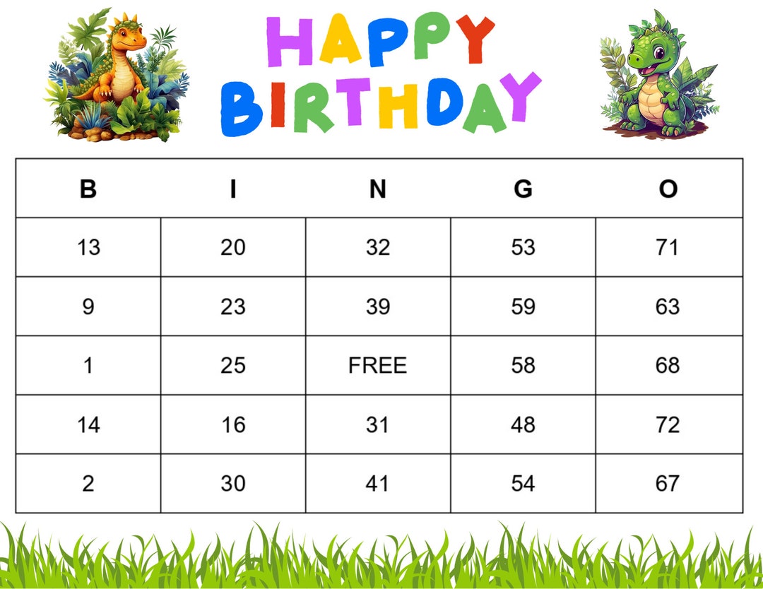 Dinosaur Birthday Bingo Cards - Set of 20 - Etsy