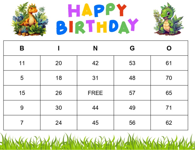 Dinosaur Birthday Bingo Cards - Set of 20 - Etsy