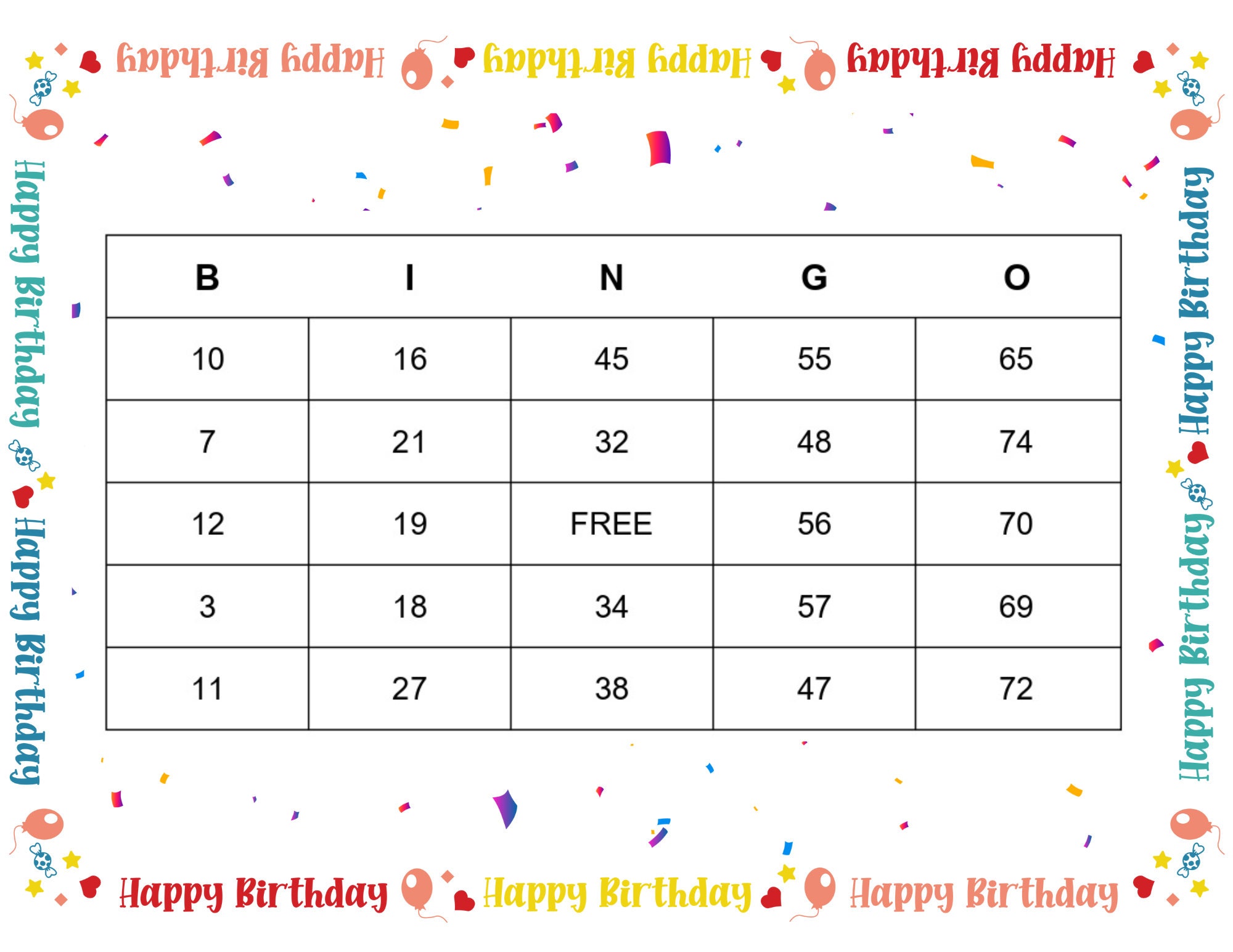 Happy Birthday Bingo Cards - Set of 20 - Etsy