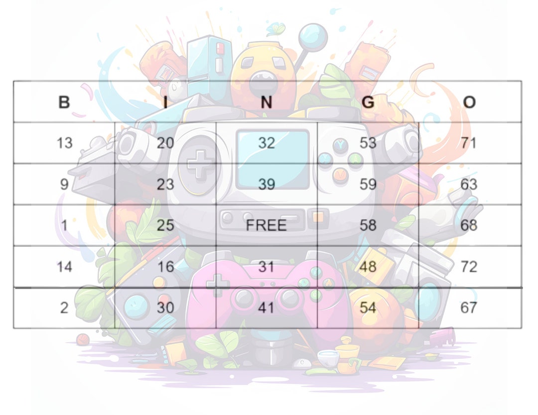 Gamer Themed Bingo Cards - Set of 20; Let's Game!! - Etsy