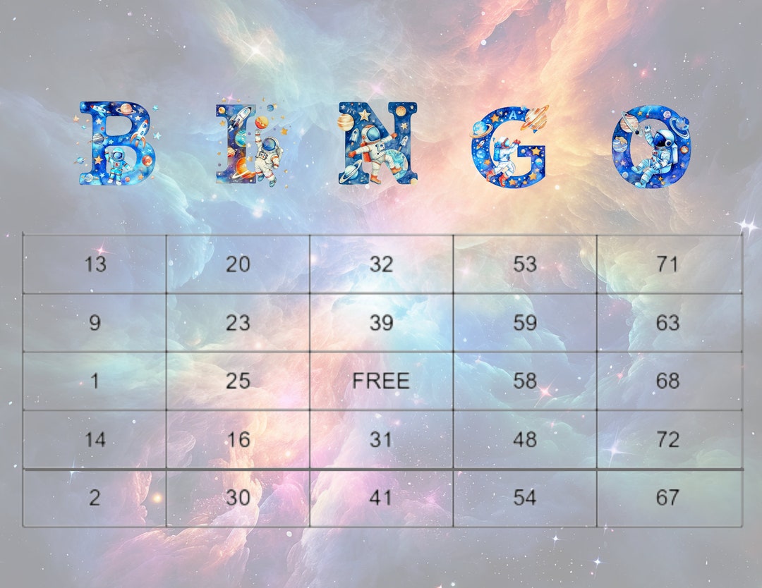 Space Theme Bingo Cards - Set of 20; Let's Blast Away!! - Etsy