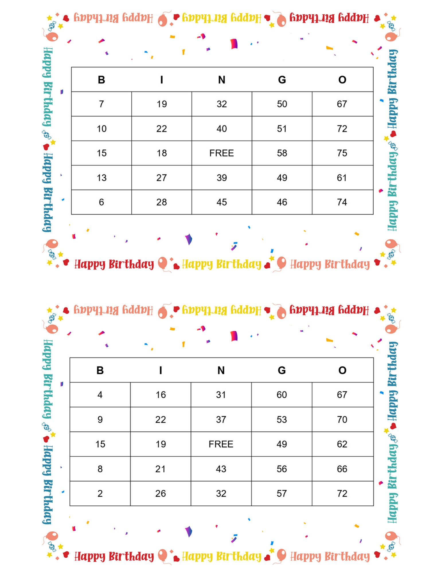 Happy Birthday Bingo Cards - Set of 20 - Etsy