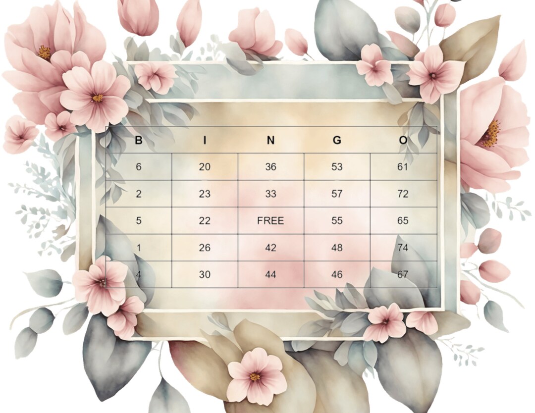 Floral Theme Bingo Cards - Set of 20; Tea Party, Bachelorette Party ...