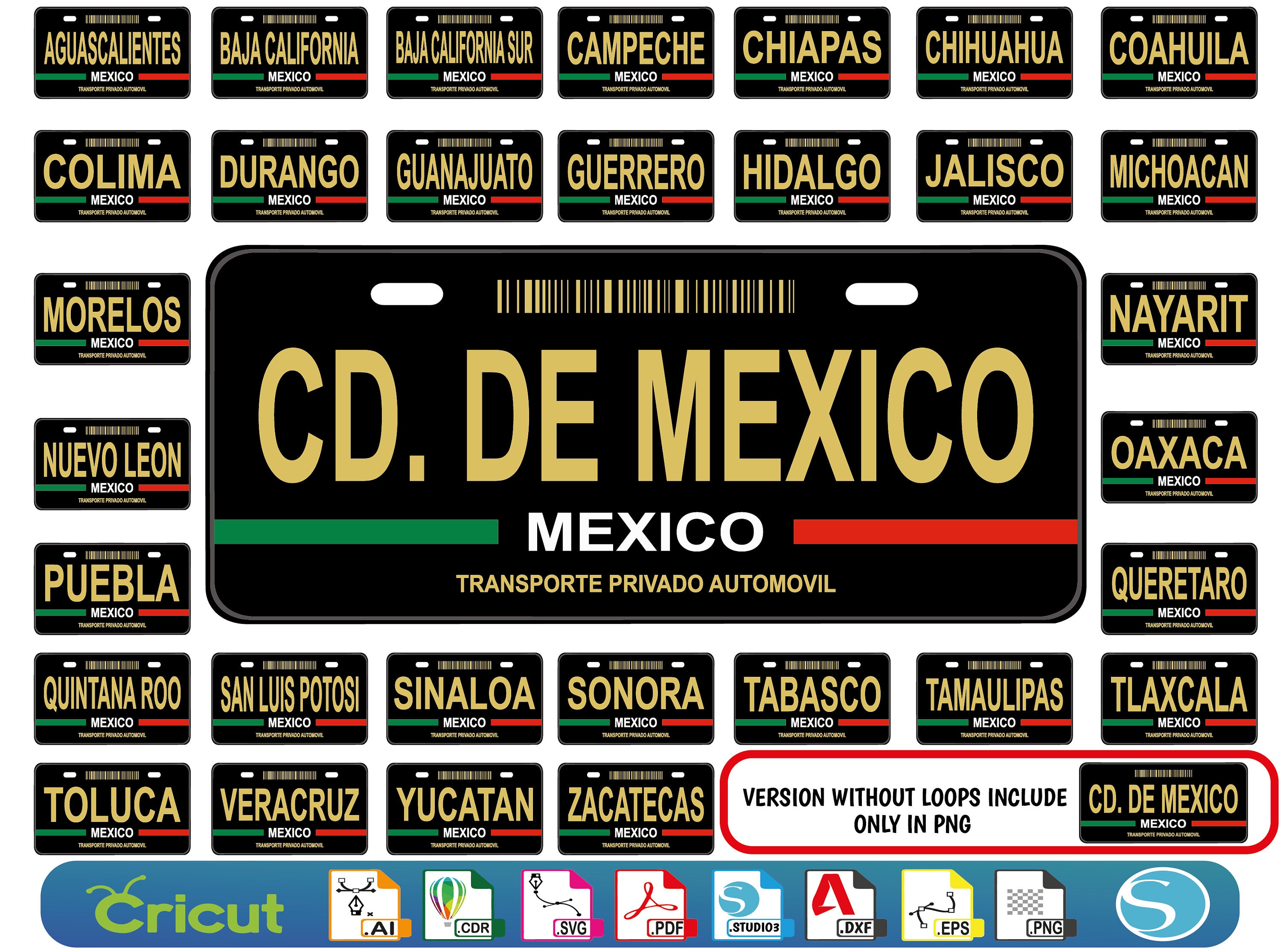 Bundle - 32 Plates of Mexico - Car Plates - Placas De Autos - Mexican ...