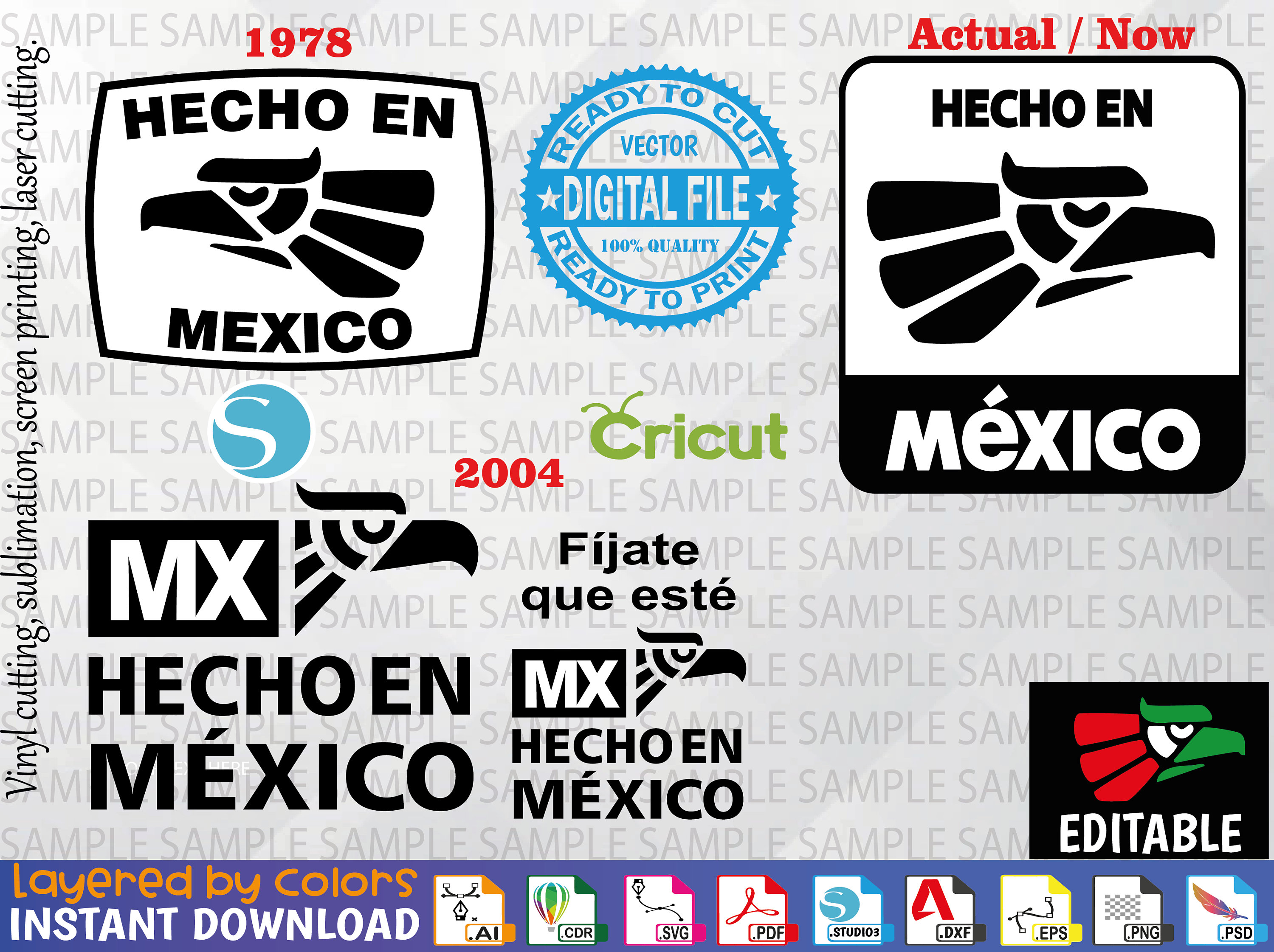 Original Hecho En Mexico Logo Made In Mexico Stamp With National Flag