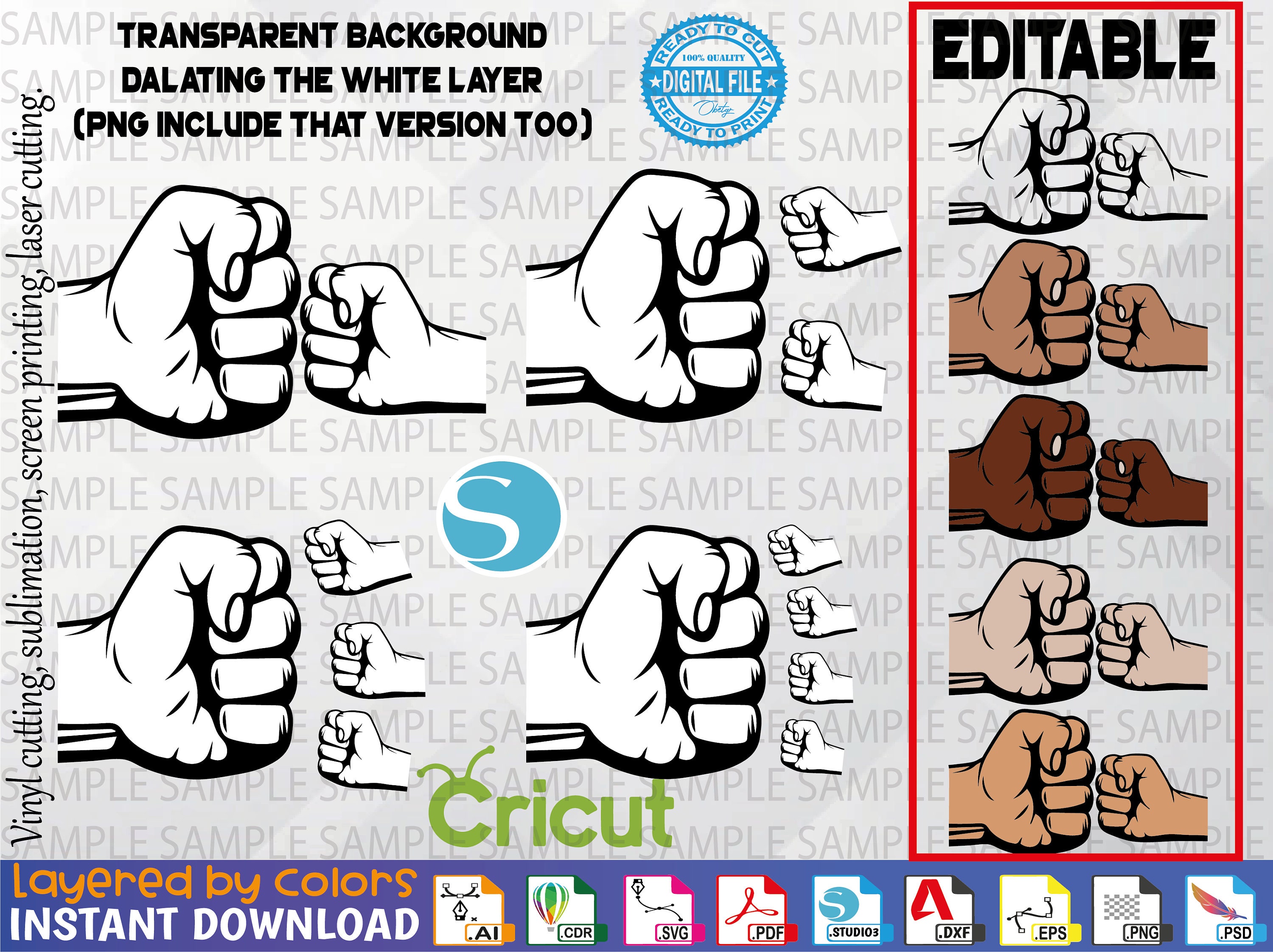 Fist Bumps Bundle Svg - Layered (white Background or Transparent ...