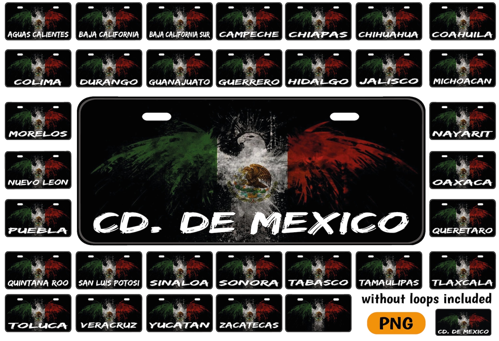 Bundle - 32 Plates of Mexico - Mexican Eagle Version 1 - Car Plates ...