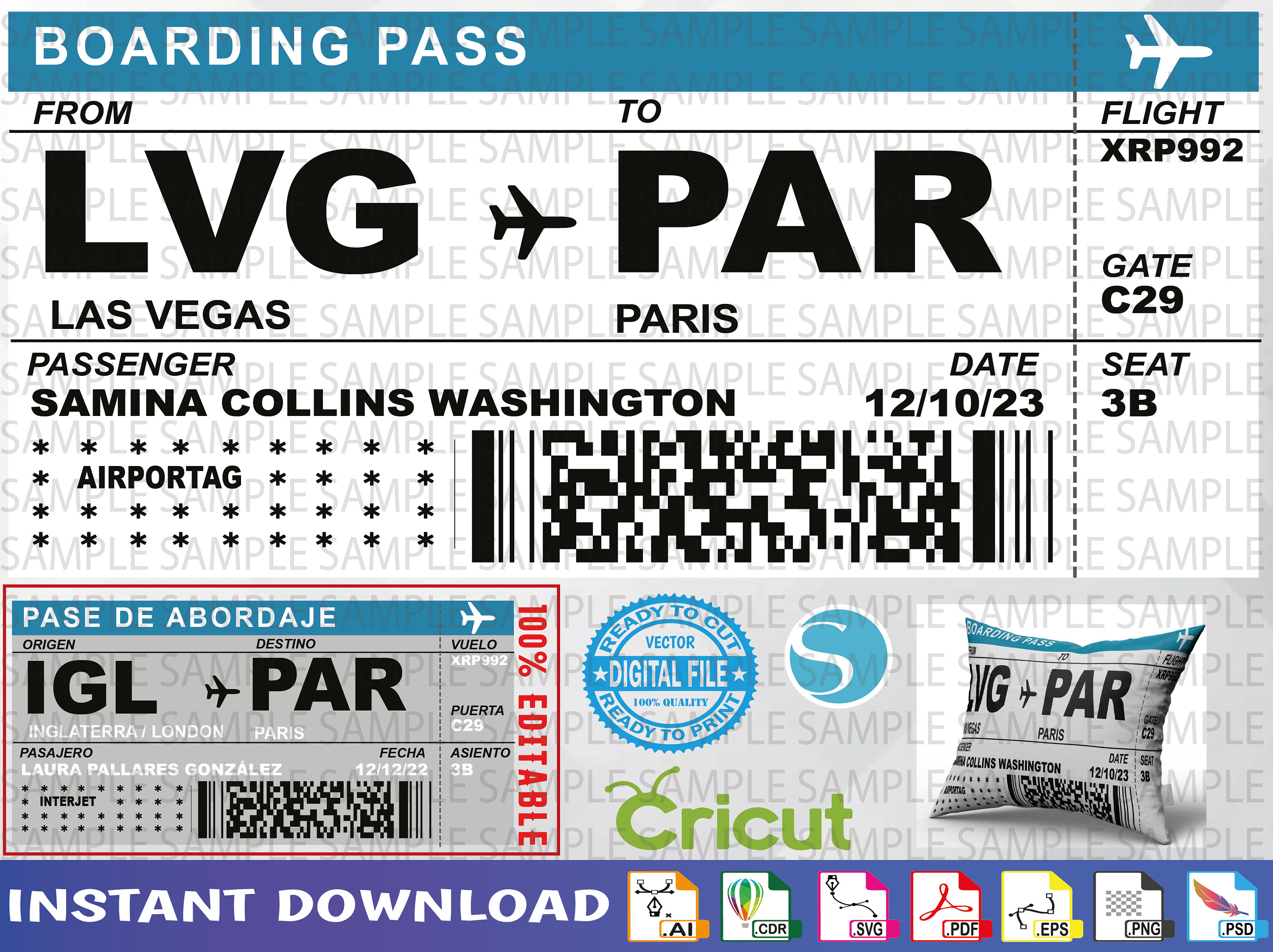Editable Boarding Ticket Template - Use It as a Phone Case, Plate ...