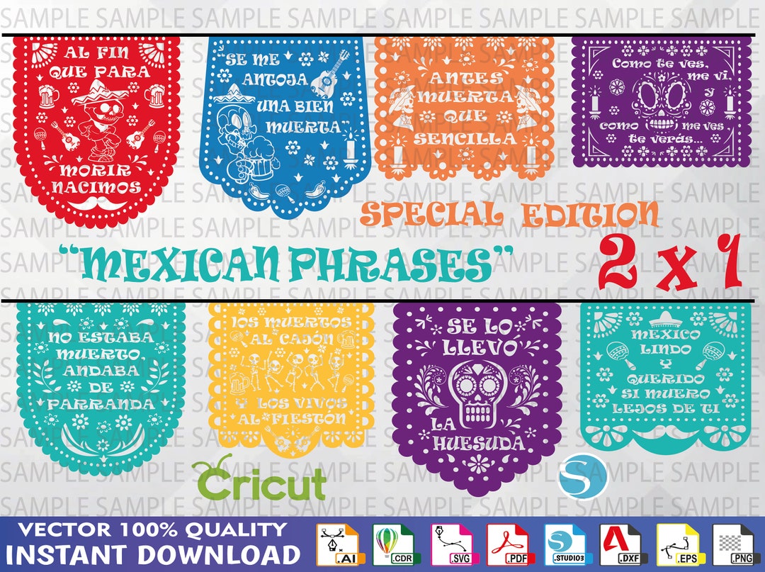 Papel Picado Bundle Special Edition Day of the Dead Mexican Phrases ...